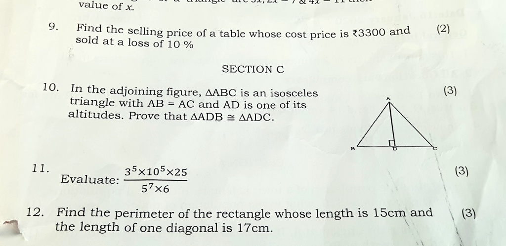 SOLVED: In the adjoining figure, triangle ABC is an isosceles triangle with AB=AC and AD is one ...