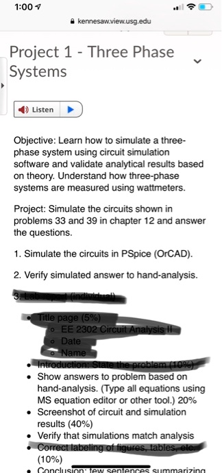 Simulate Circuit Using Pspice And Verify The Simulations Match Analysis 100 Kennesawviewusgedu
