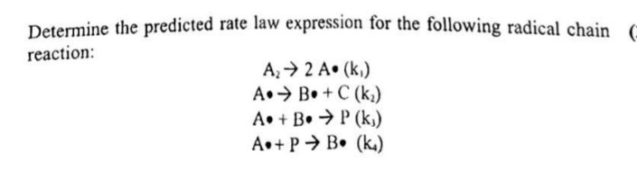SOLVED: Determine the predicted rate law expression for the following ...