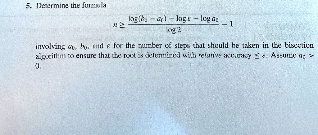 SOLVED: 5.. Determine the formula log(bo @0) log E log o n > log 2 ...