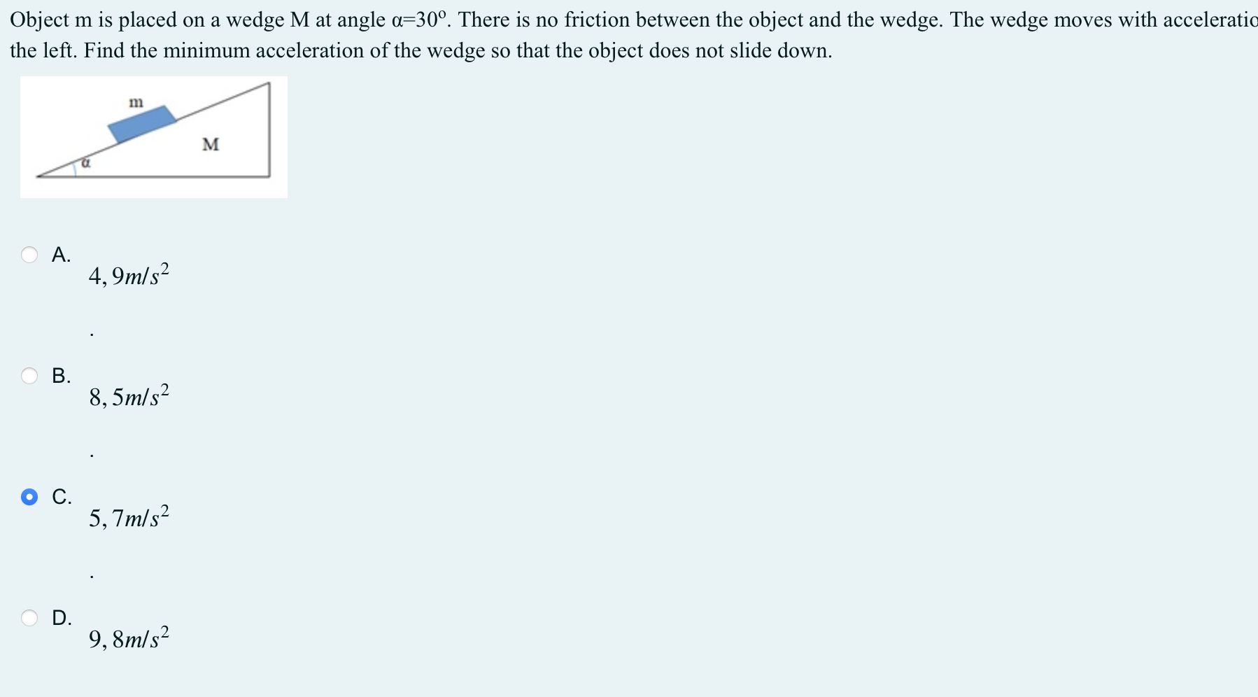 object m is placed on a wedge m at angle alpha30circ there is no ...