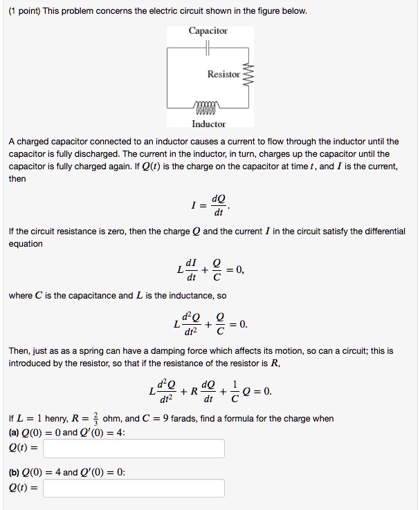 point this problem concerns the ectric circuit shown in the figure below capacitor resistor ...