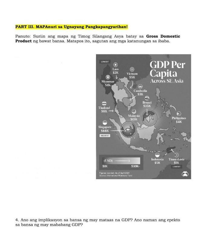 part iii mapanuri sa ugnayang pangkapangyarihan panuto suriin ang mapa ng timog silangang asya ...