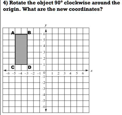 4) Rotate the object 90° clockwise around the origin. What are the new ...