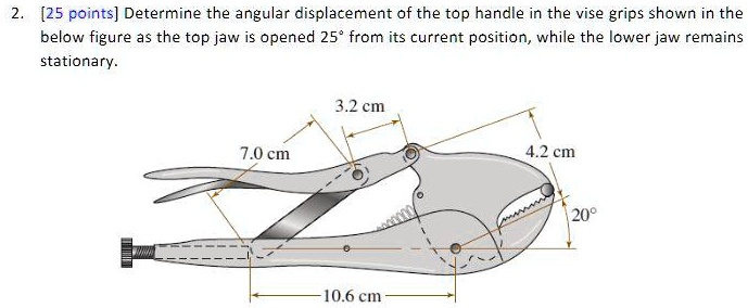 25 points determine the angular displacement of the top handle in the ...