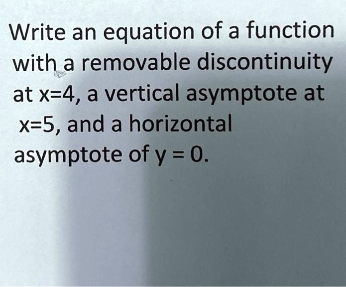 Solved Write An Equation Of A Function With A Removable Discontinuity