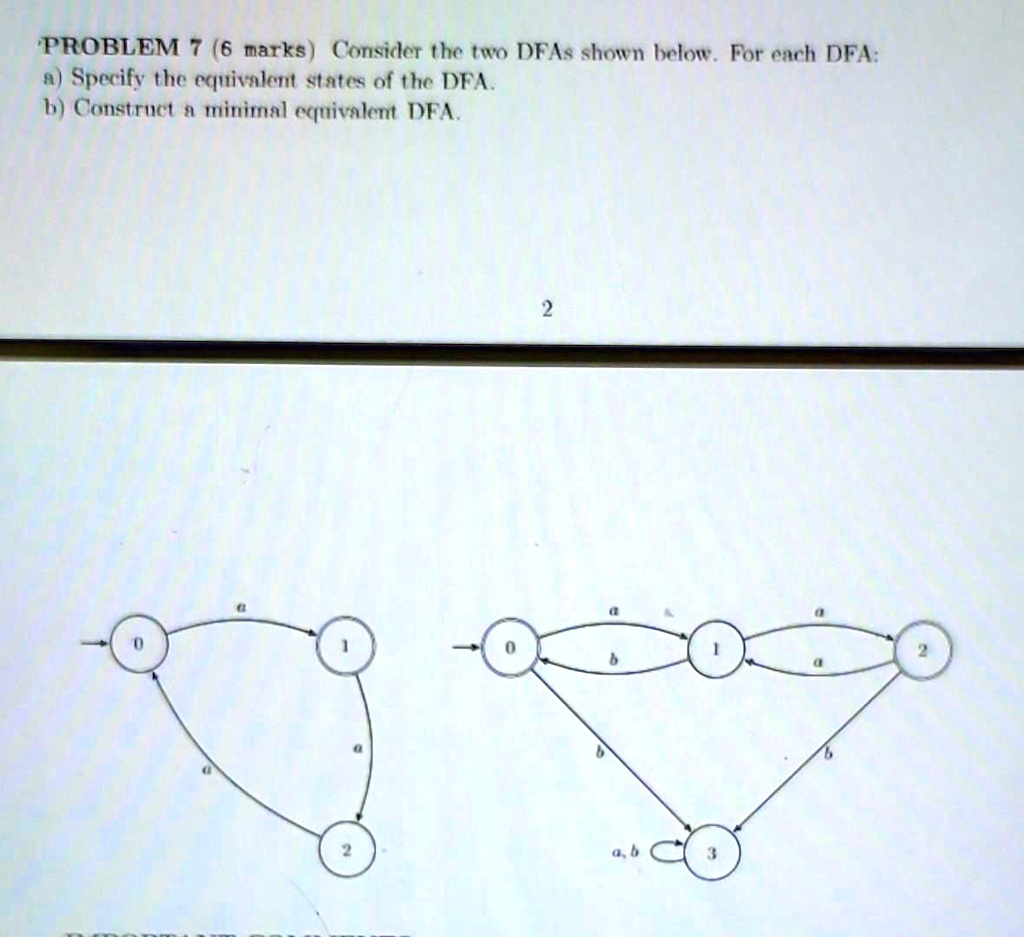 PROBLEM 7(6 marks) Consider the two DFAs shown below.For each DFA a ... PROBLEM 7(6 marks) Consider the two DFAs shown below.For each DFA a ...