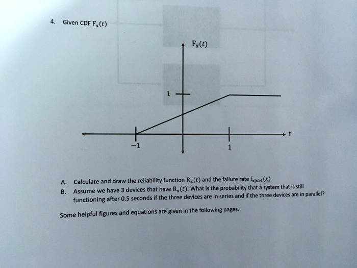 SOLVED: Given CDF F(xt) F(xt) A. Calculate and draw the reliability function R(t) and the ...
