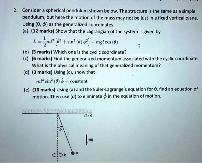 Solved Consider A Spherical Pendulum Shown Below The Structure Is The