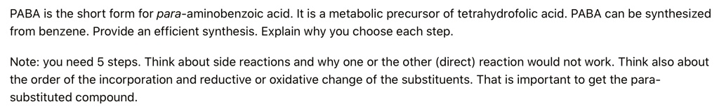 SOLVED:PABA is the short form for para-aminobenzoic acid. It is ...