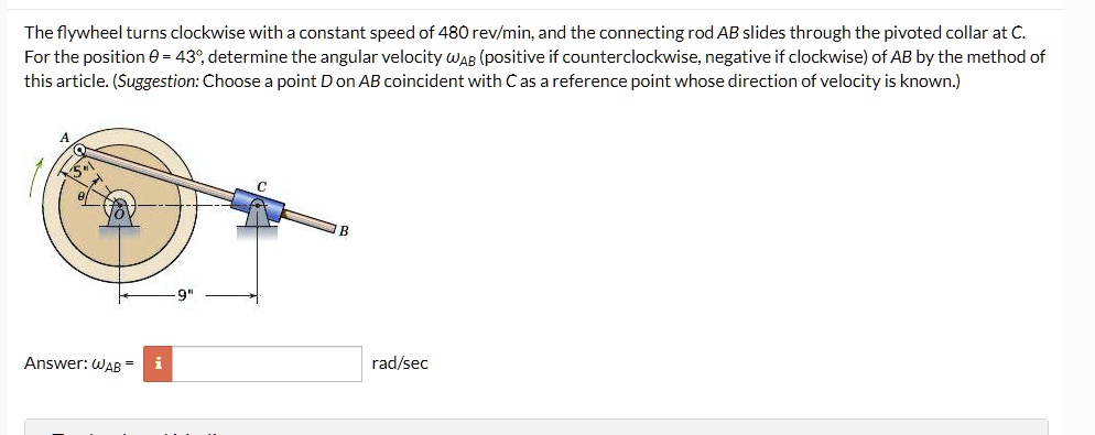 SOLVED: The flywheel turns clockwise with a constant speed of 480 rev ...