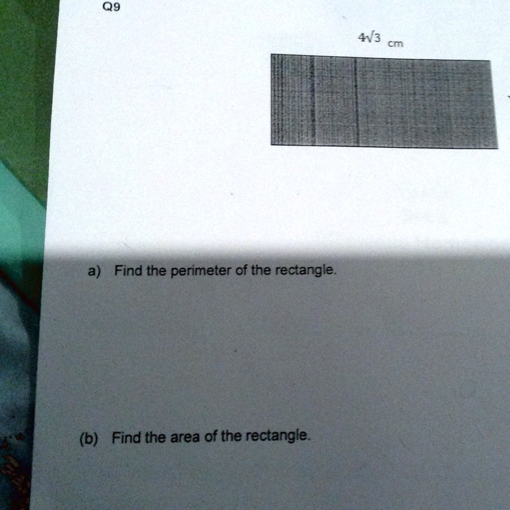 SOLVED: 'Area and perimeter please 60 43 cm a) Find the perimeter of the rectangle. (b) Find the ...