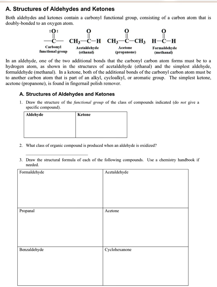 A. Structures of Aldehydes and Ketones Both aldehydes and ketones ...