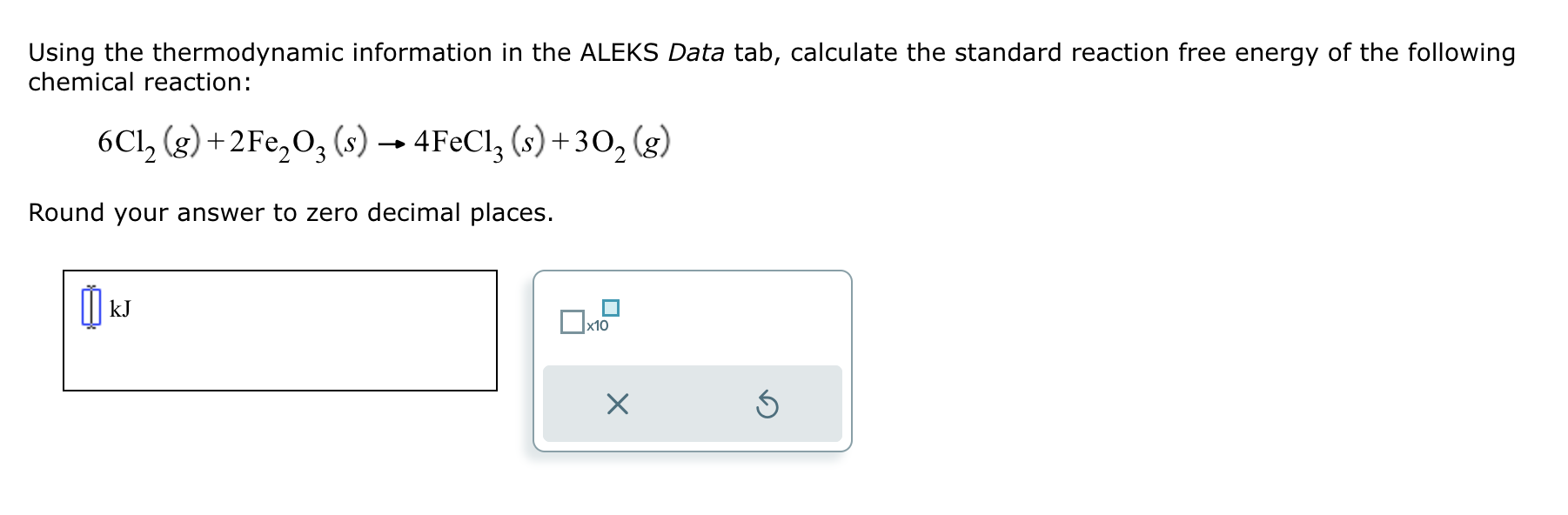 Using the thermodynamic information in the ALEKS Data tab, calculate the standard reaction free ...