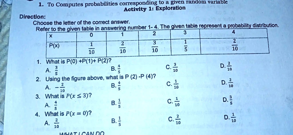 1 to computes probabilities corresponding to given ranaon variable ...