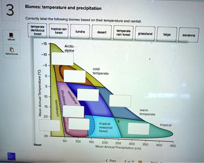 SOLVED: Biomes: temperature and precipitation 3 Correctly label the ...