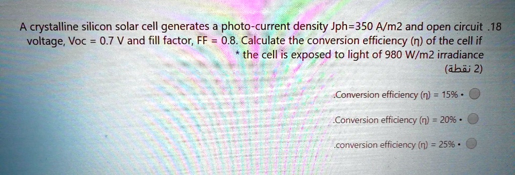 SOLVED:A crystalline silicon solar cell generates a photo-current ...