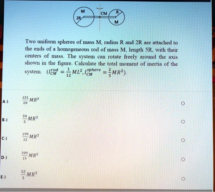 CMTwo unifor spheres of mass M. radius R and 2R are a… - SolvedLib