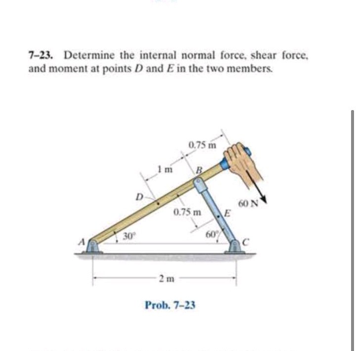 SOLVED: 7-23. Determine the internal normal force, shear force, and ... SOLVED: 7-23. Determine the internal normal force, shear force, and ...