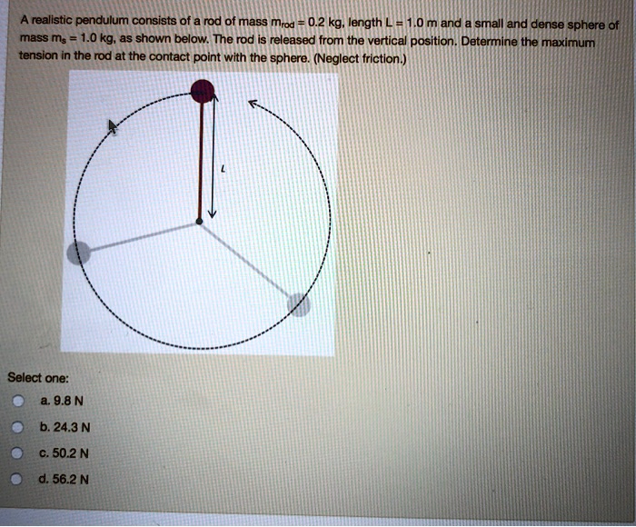a realistic pendulum consists of rod of mass mrod 02 kg length l 10 m ...