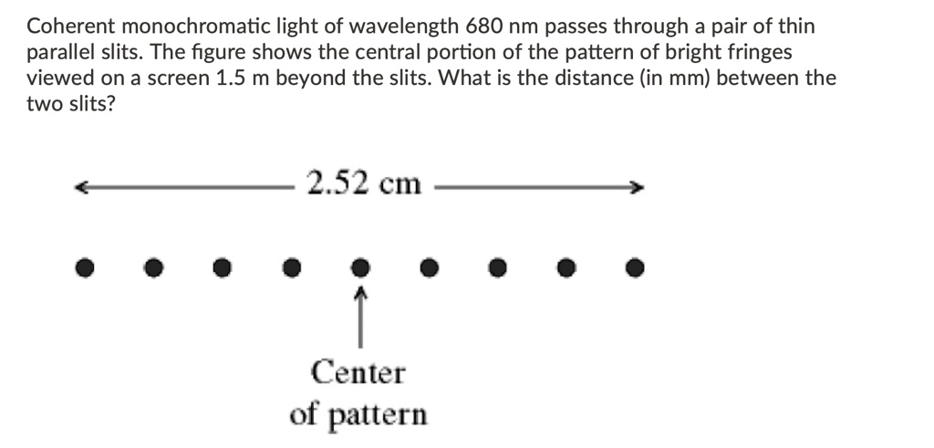 SOLVED: Coherent monochromatic light of wavelength 680 nm passes ...