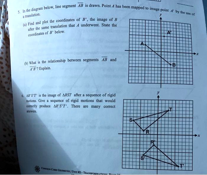 Text: Below; line segment AB drawn. Point C has been mapped in the ...