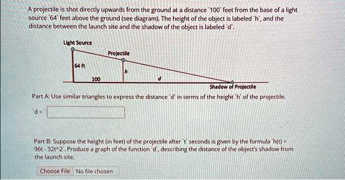SOLVED: A projectile is shot directly upwards from the ground at a ...