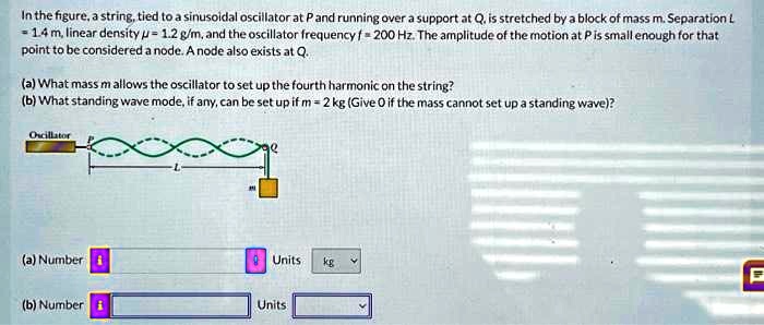 SOLVED: In the figure, a string, tied to a sinusoidal oscillator at P ...