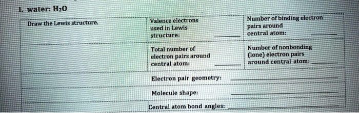 water hzo valence electons used in lewis structure number of binding ...