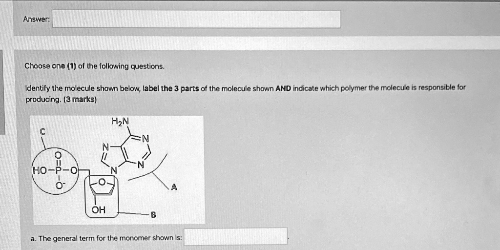 Answer: Choose one (1) of the following questions. Identify the ...