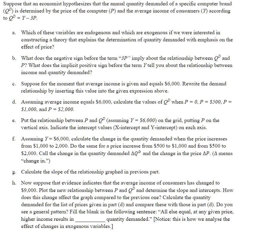 SOLVED: Suppose that an economist hypothesizes that the annual quantity ...
