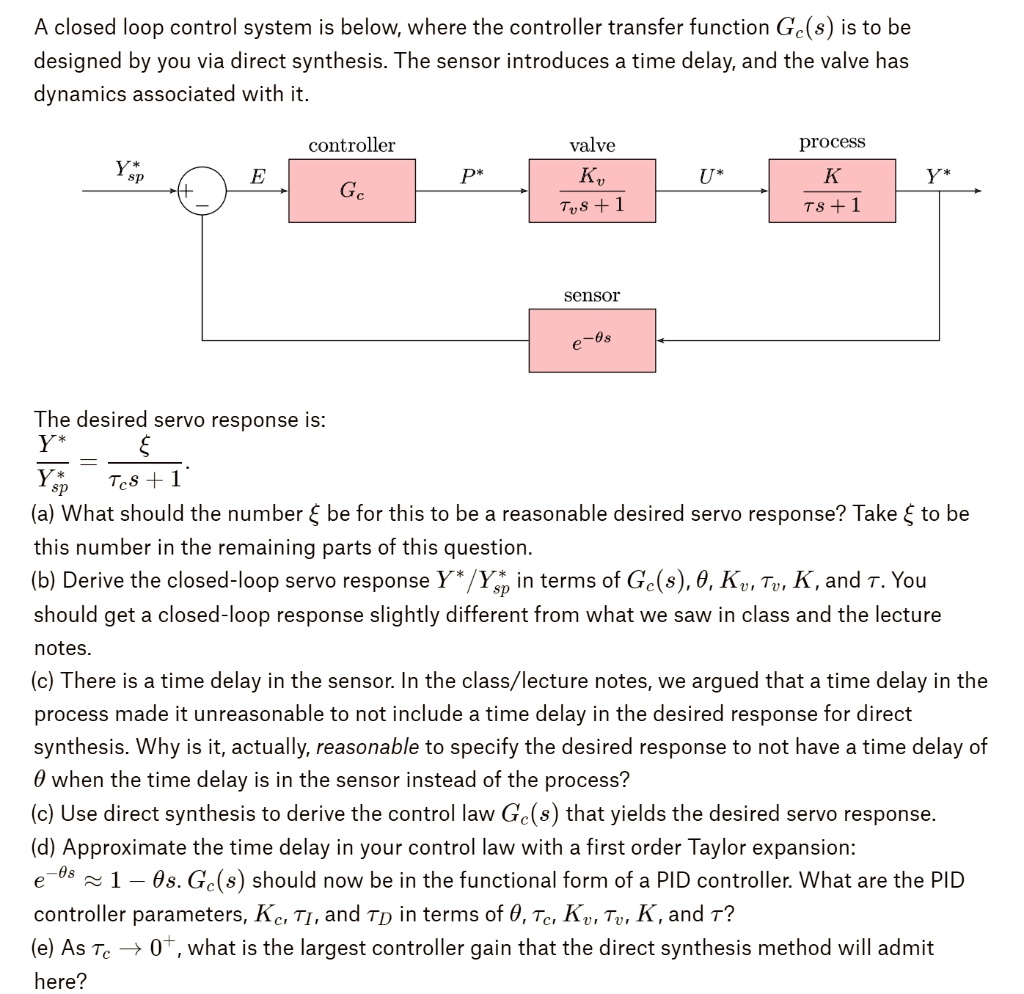 SOLVED: A closed-loop control system is shown below, where the controller transfer function Gc(s ...
