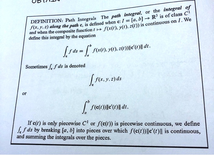 SOLVED: a0 the integral % path integral, The b] R? is of class DEFINITION: Path Integrals when c ...