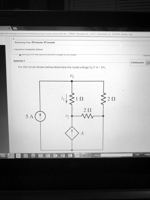 SOLVED: For the circuit shown below, determine the nodal voltage V2 if A = 2V1.