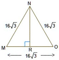 Triangle MNO is an equilateral triangle with sides measuring 16 units. What is the height of the ...