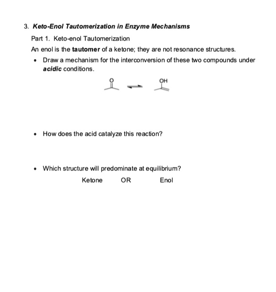 keto enol tautomerization in enzyme mechanisms part keto enol ...