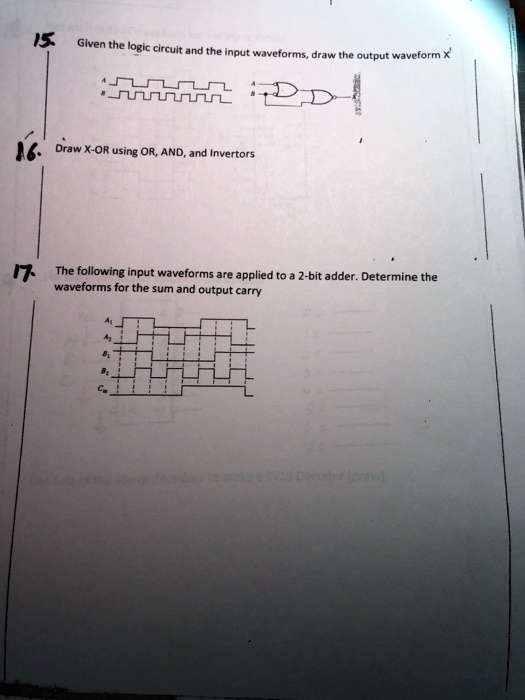 Solved 15 Draw Xor Using Or And And Inverters 16 The Following Input Waveforms Are Applied