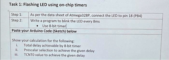 SOLVED: Title: Flashing LED using on-chip timers Task 1: Flashing LED using on-chip timers Step ...