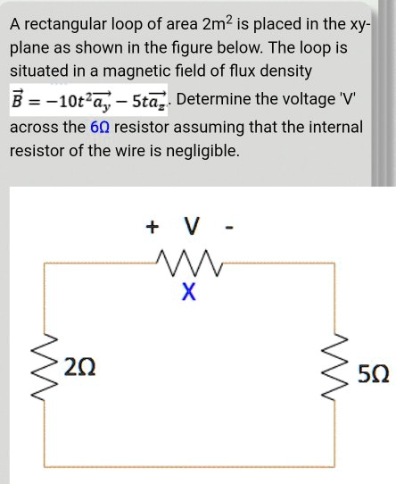 SOLVED: A rectangular loop of area 2 m^2 is placed in the xy plane as shown in the figure below ...