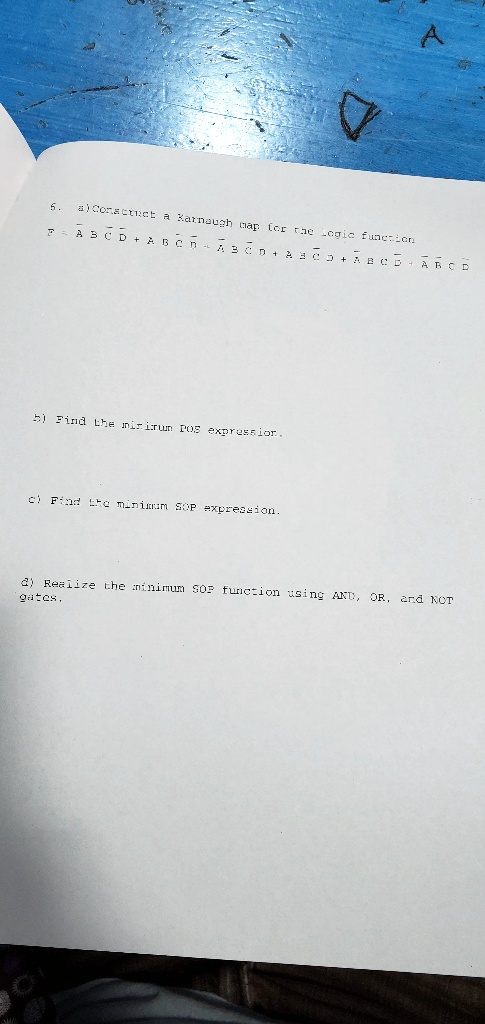 Solved A Construct A Karnaugh Map For The Logic Function F B Find The Minimum Pos Product