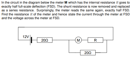 SOLVED: In the circuit in the diagram below the meter 𝐌 which has the ...