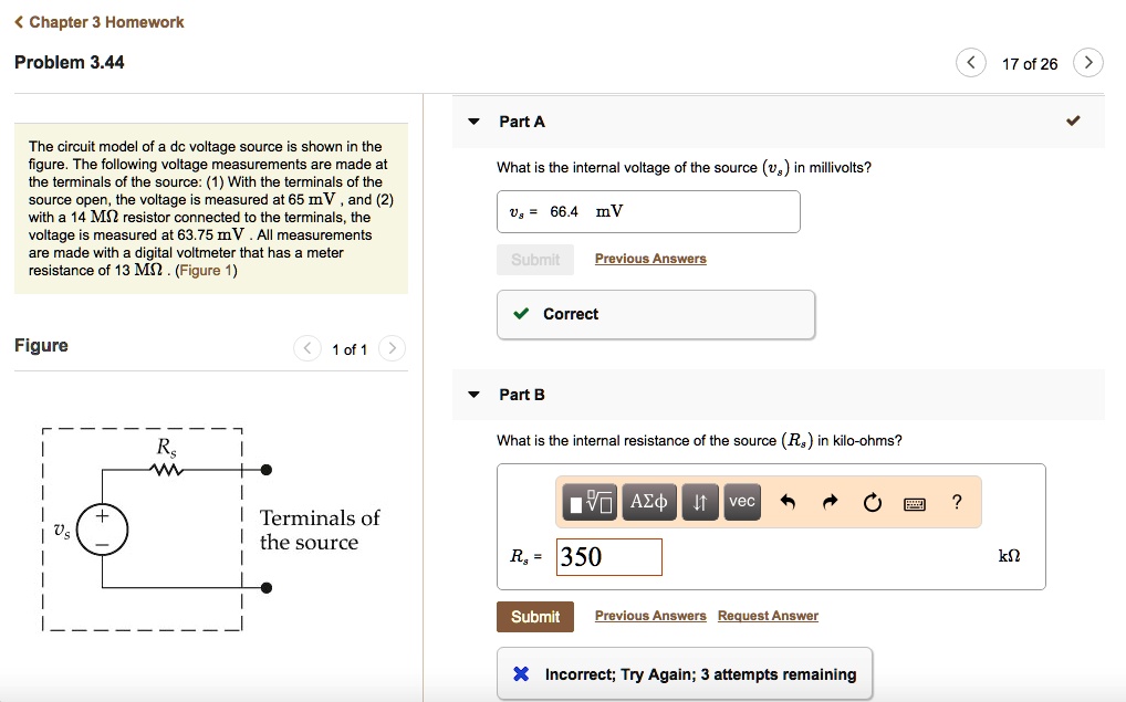 Chapter 3 Homework Problem 3.44 The circuit model of a dc voltage ...