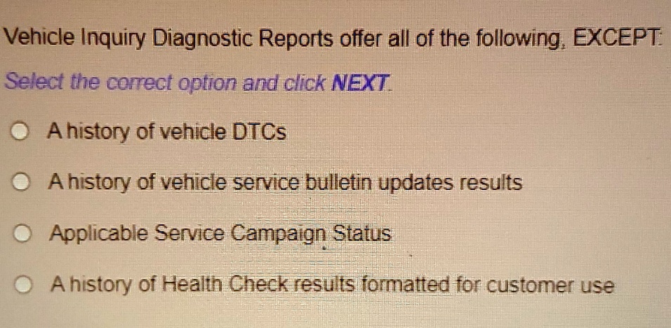 A student in Toyota course Vehicle Inquiry Diagnostic Reports offer all ...