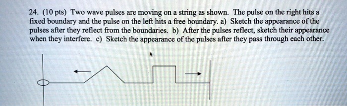SOLVED: 24. (10 pts) Two wave pulses are moving on a string as shown. The pulse on the right ...