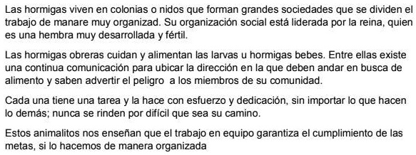 SOLVED: ¿ cual era la meta de las hormigas ? Escribe las ...