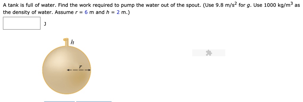 SOLVED: A tank is full of water: Find the work required to pump the ...