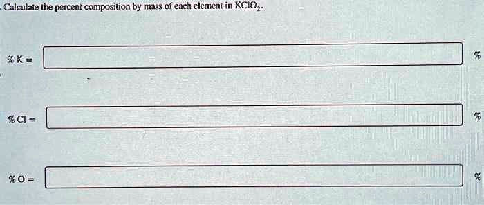 SOLVED: Calculate the percent composition by mass of each element in ...