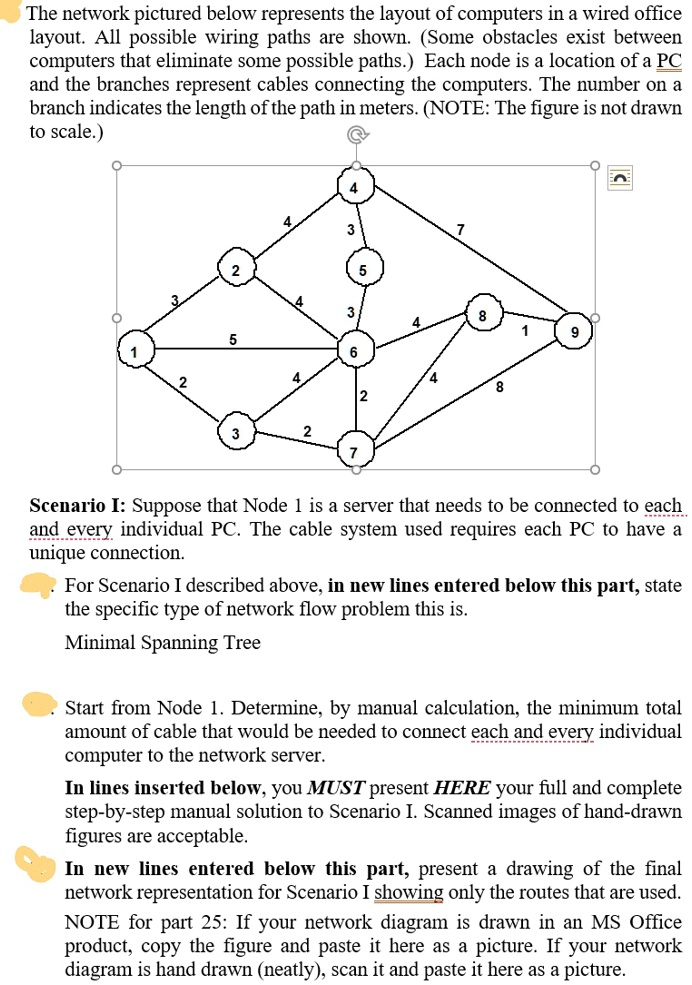 the network pictured below represents the layout of computers in a wired office layout all ...