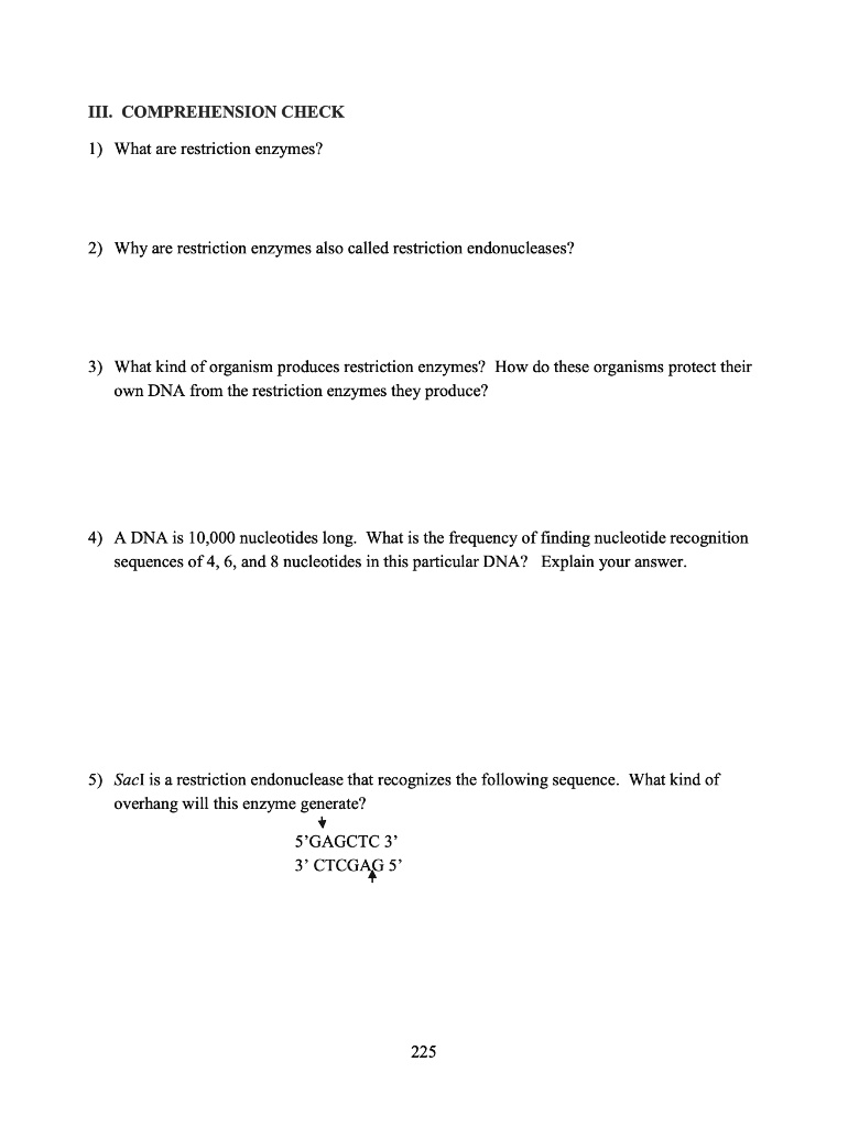 SOLVED: II: COMPREHENSION CHECK What are restriction enzymes? Why are ...