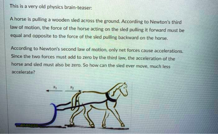 this is a very old physics brain teaser ahorse is pulling wooden sled ...